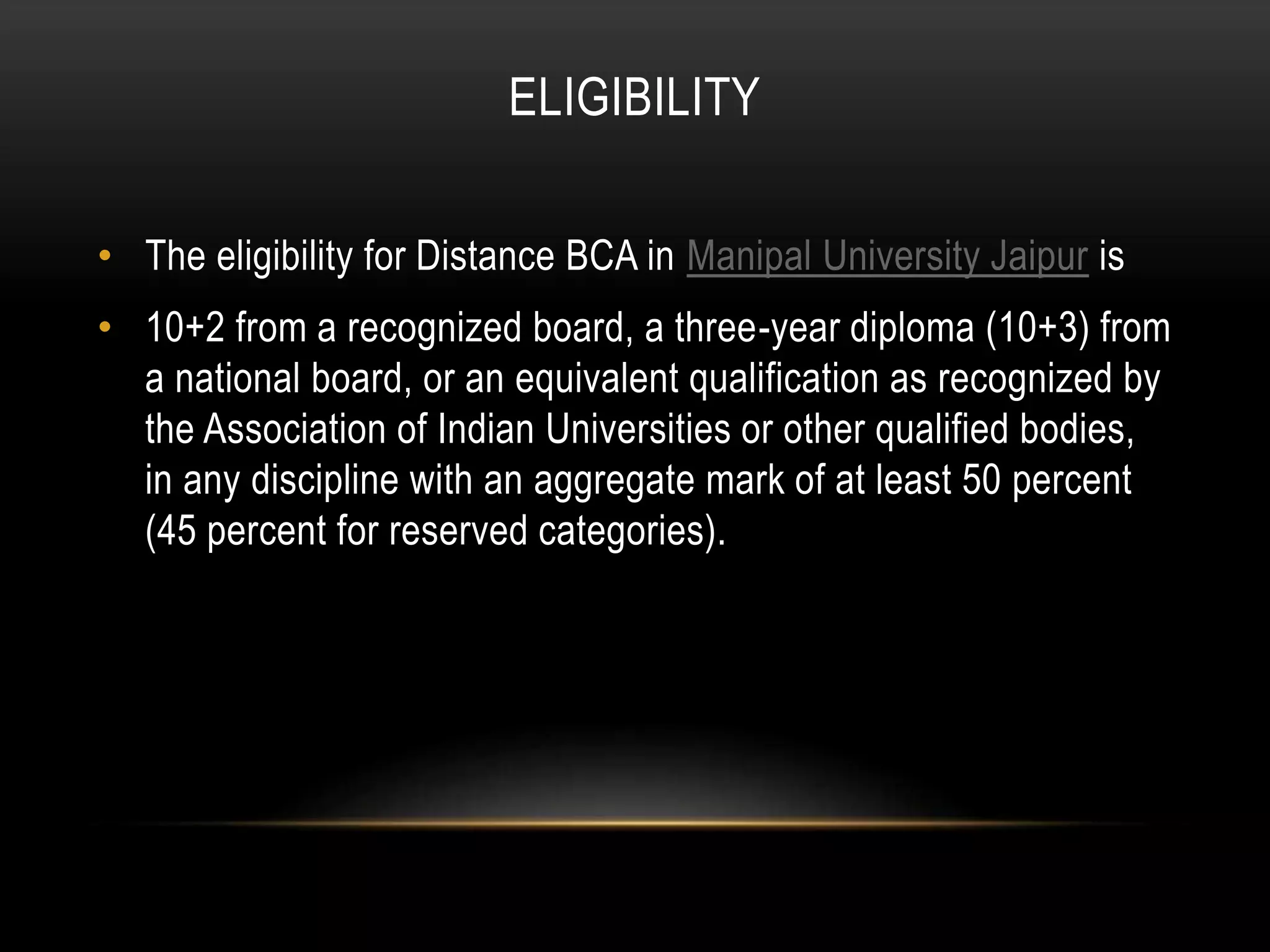 Distance bca from manipal university jaipur | PPT