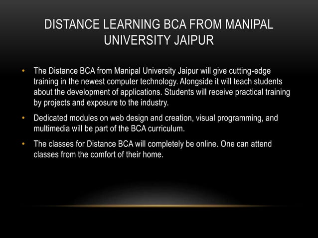 Distance bca from manipal university jaipur | PPT