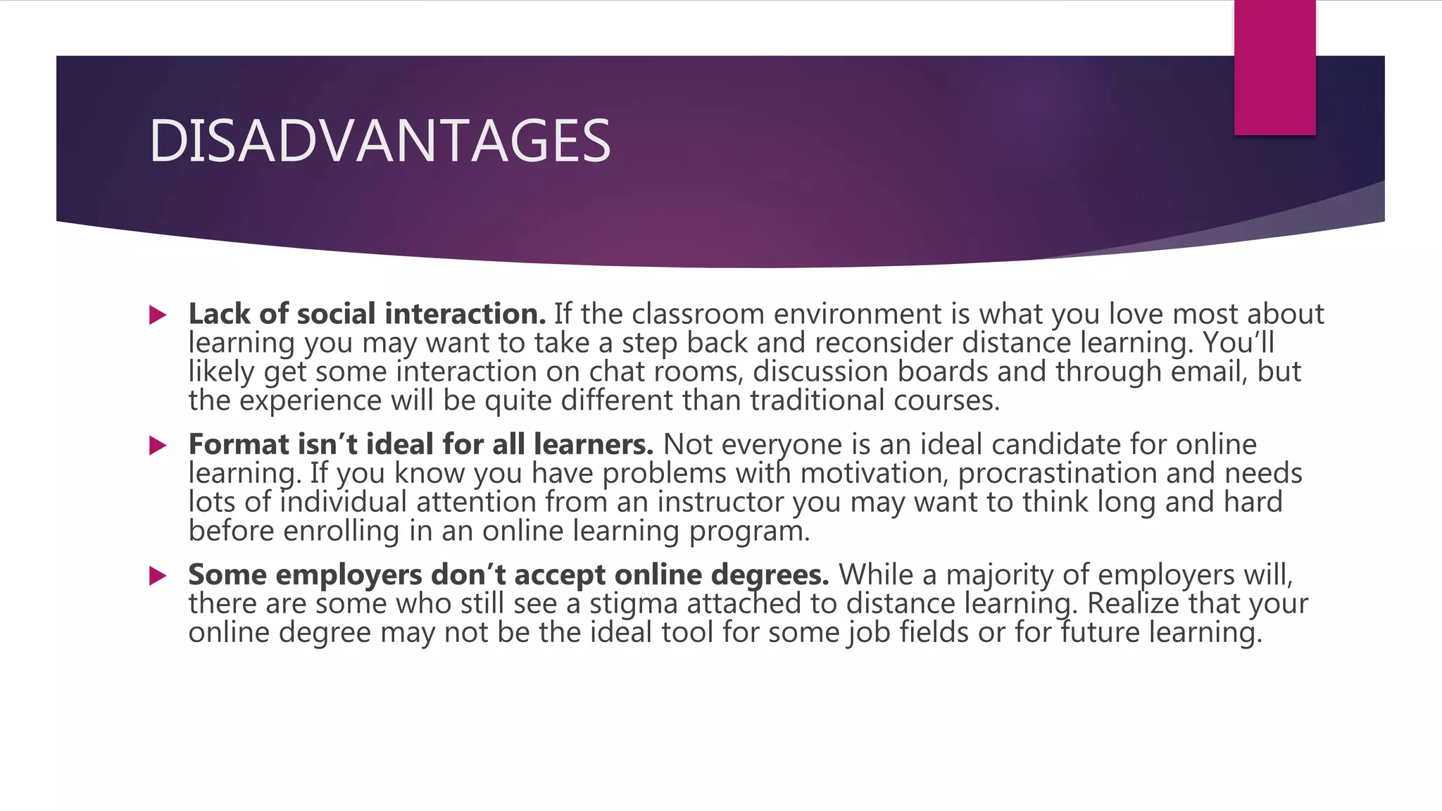 Disadvantages of Distance Learning | PPTX