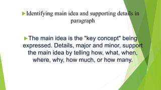 Main Idea and Supporting Details | PPT