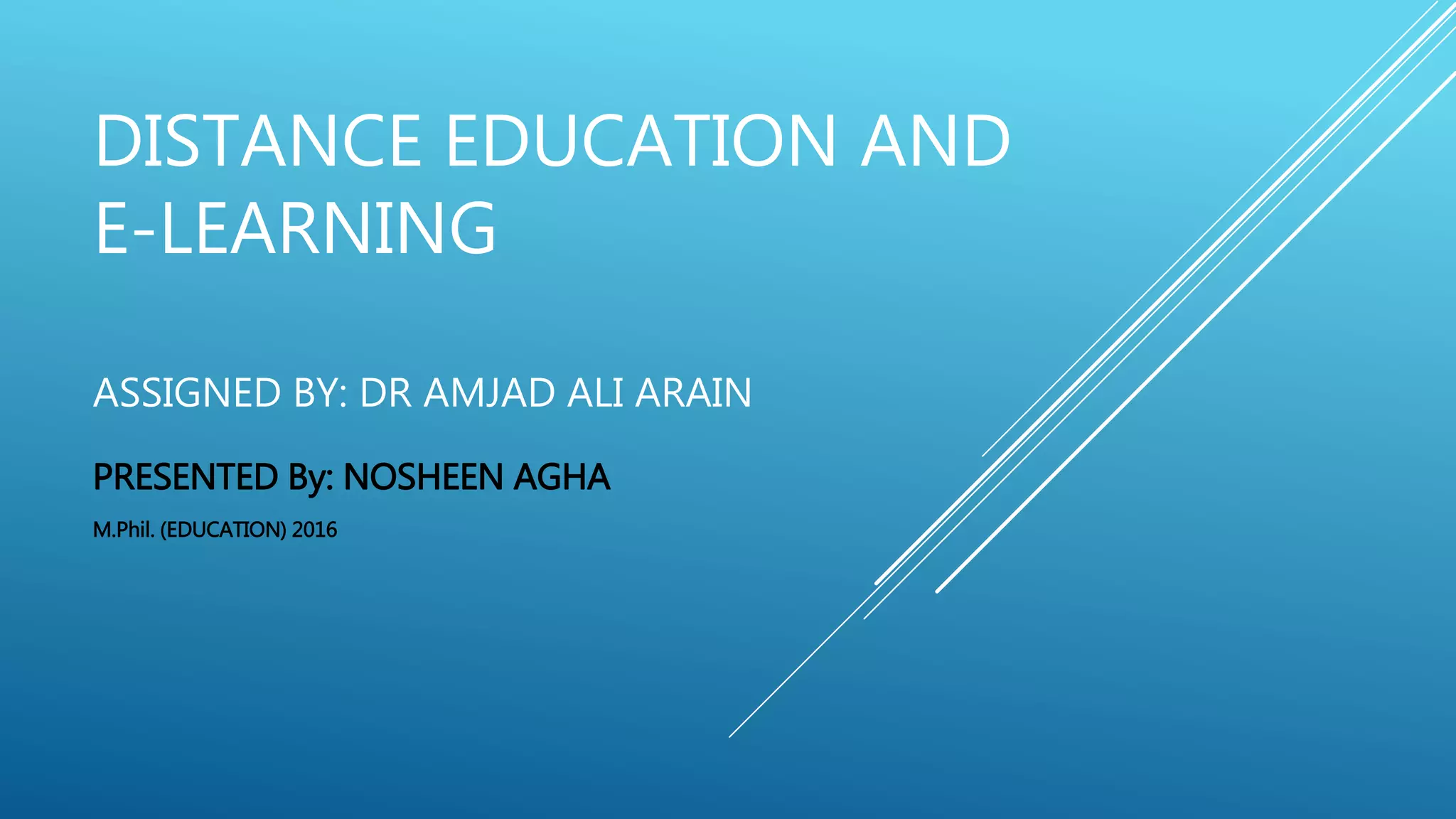 Distance education and e learning | PPT