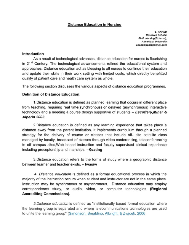 Distance education in nursing | PDF | Education industry | Industries