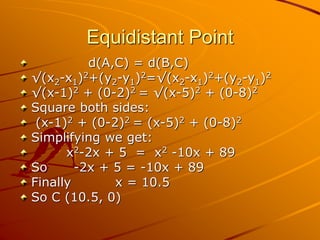 Distance in the cartesian plane | PPT