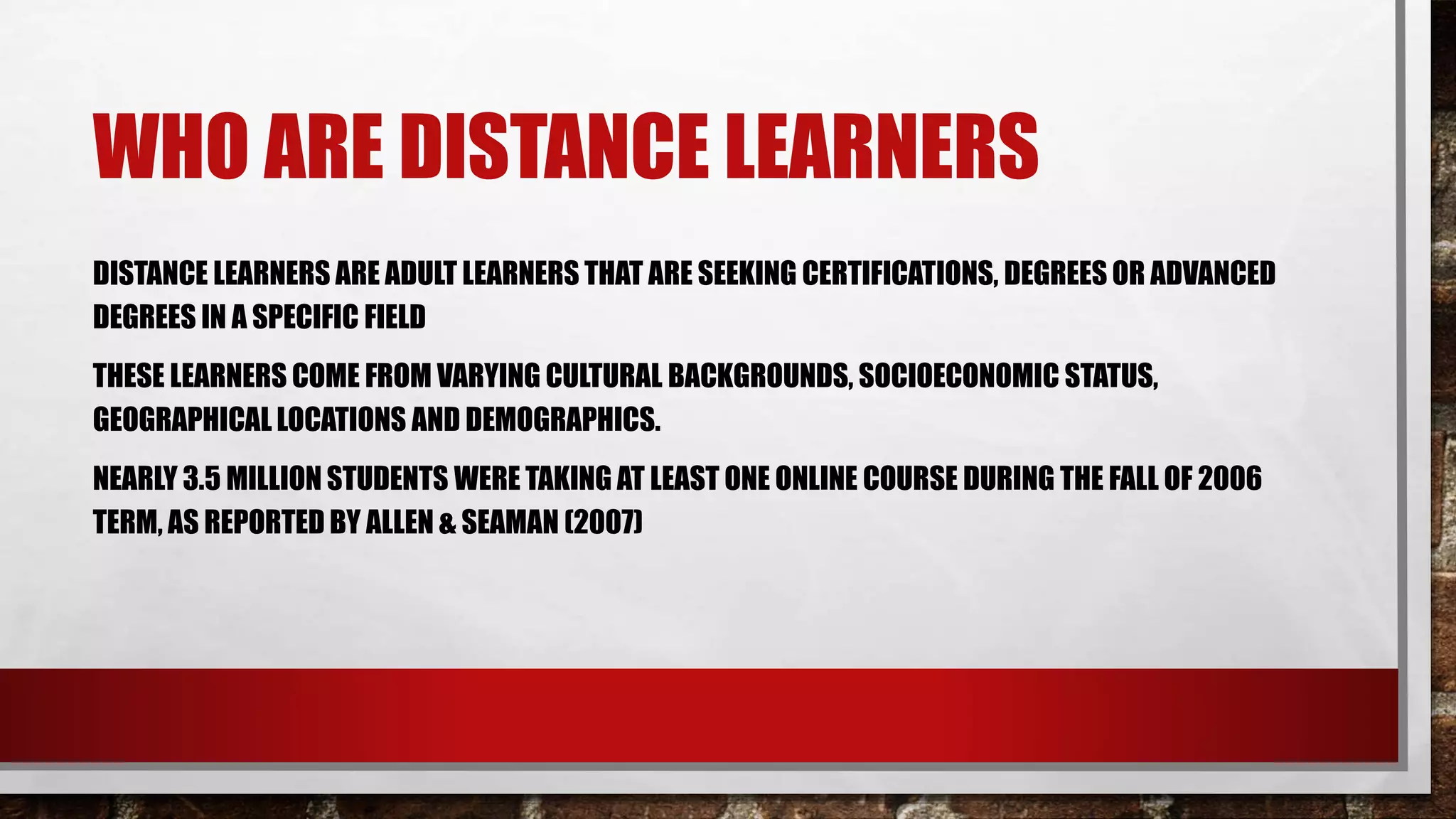 Distance learners | PPT