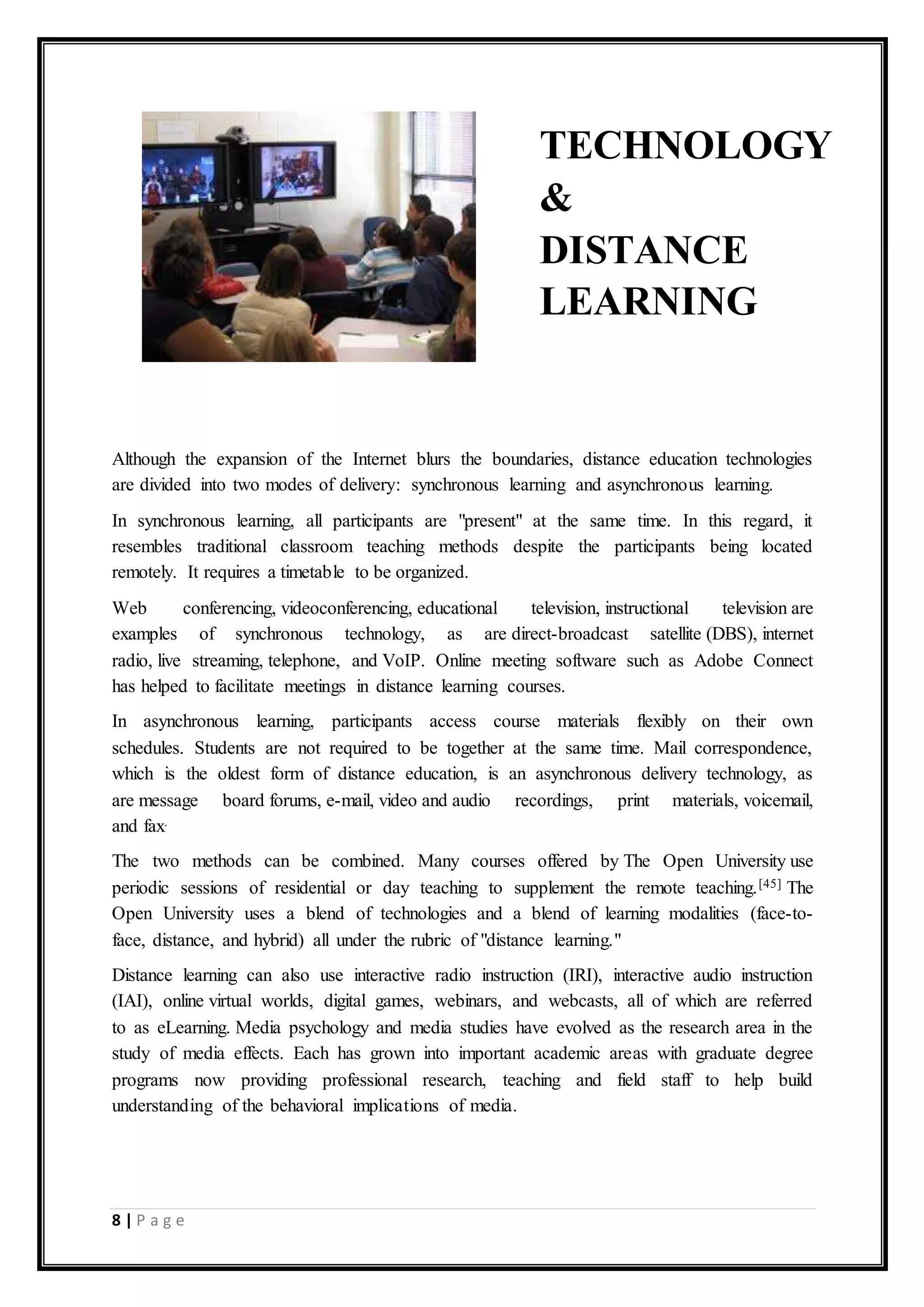 advantages and disadvantages distance learning | PDF