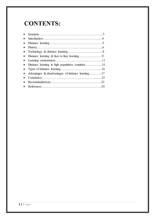 advantages and disadvantages distance learning | DOCX