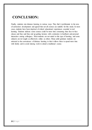 advantages and disadvantages distance learning | DOCX