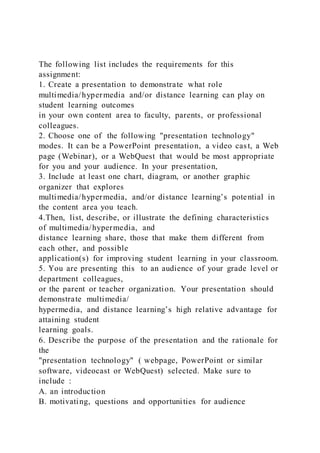 Distance learning presentation first name last class # | DOCX