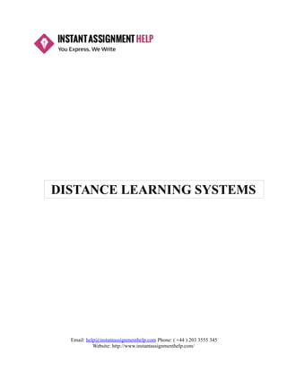 Distance Learning System Assignment Sample | PDF