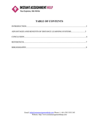 Distance Learning System Assignment Sample | PDF