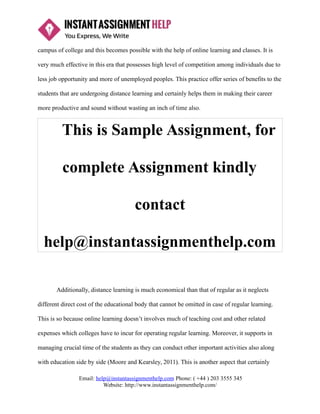Distance Learning System Assignment Sample | PDF