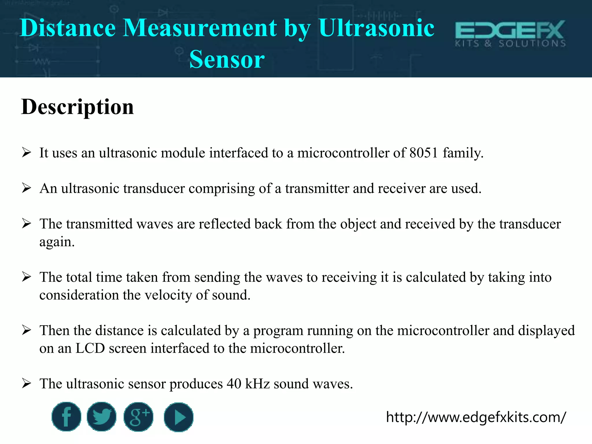 Distance Measurement by Ultrasonic Sensor | PPTX
