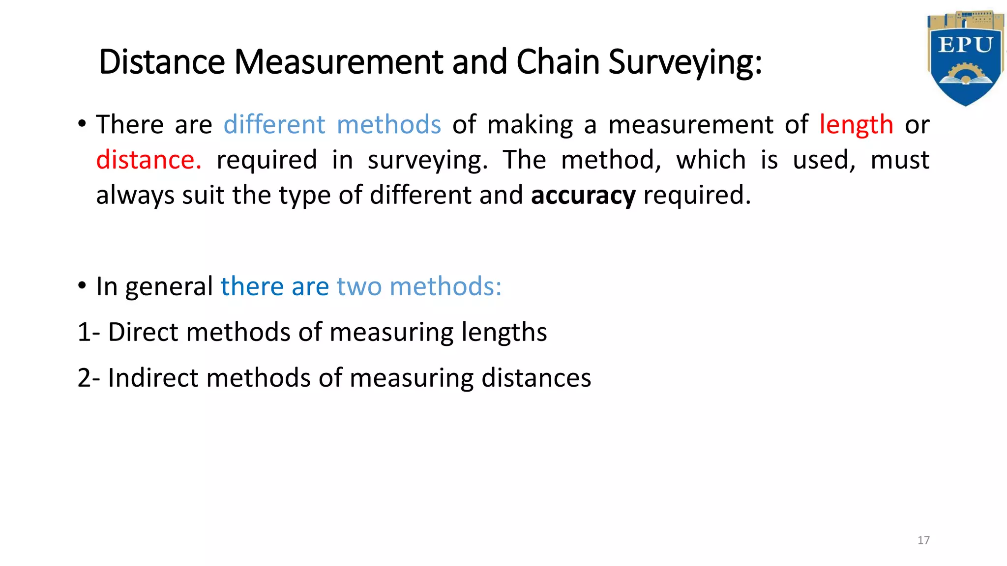 Distance Measurement & Chain Surveying | PDF