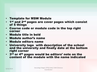 Distance module writing and content editing | PPT