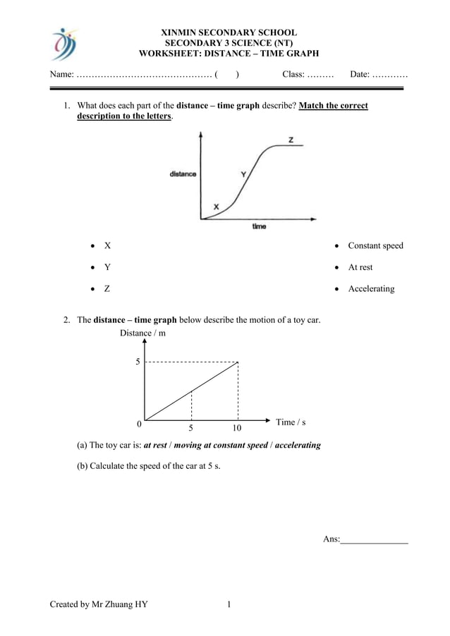 Distance time graphs | PDF