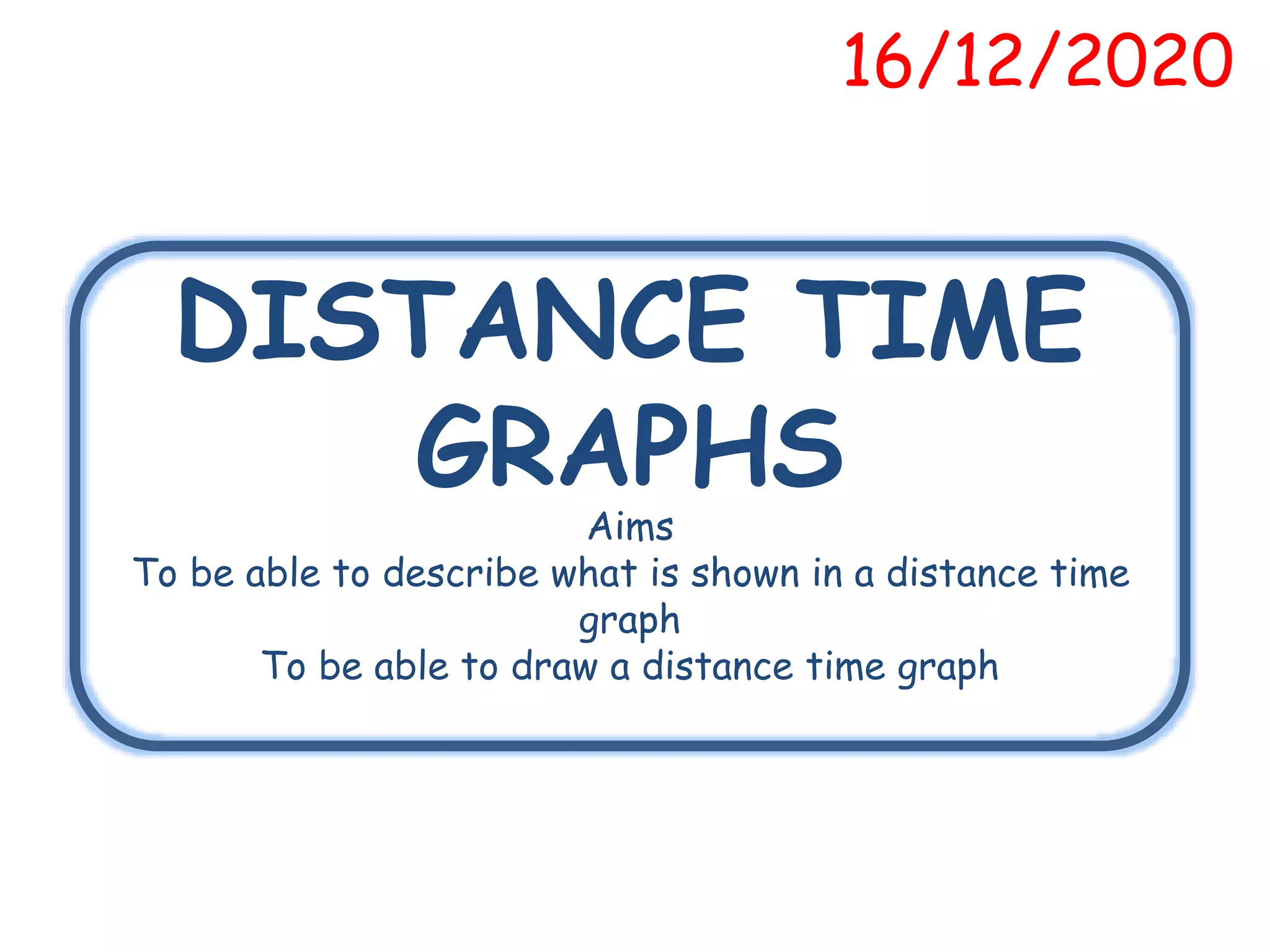 Distance time graphs lesson | PPTX