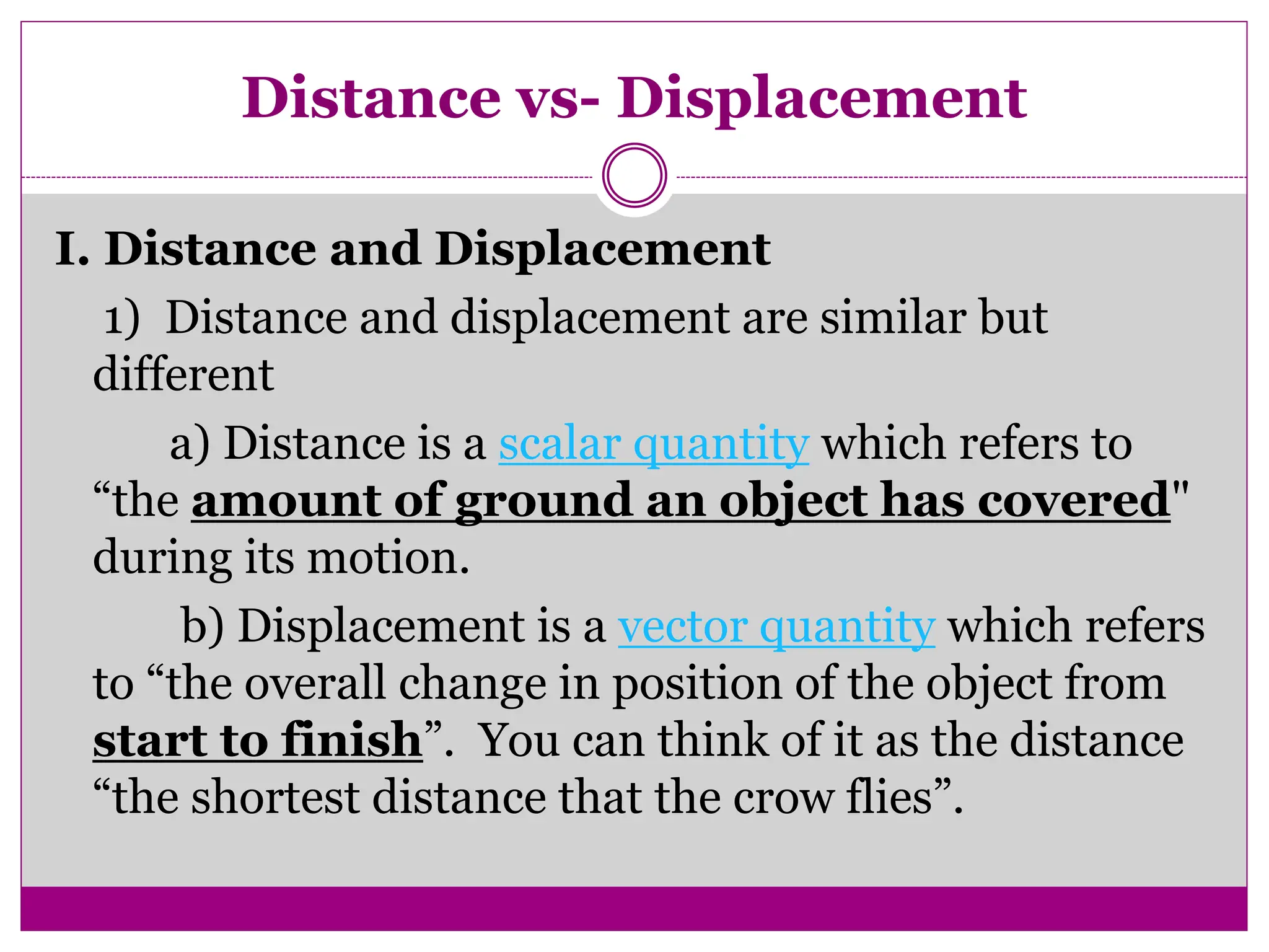 Distance vs- Displacement.ppt for grade 7 | PPT