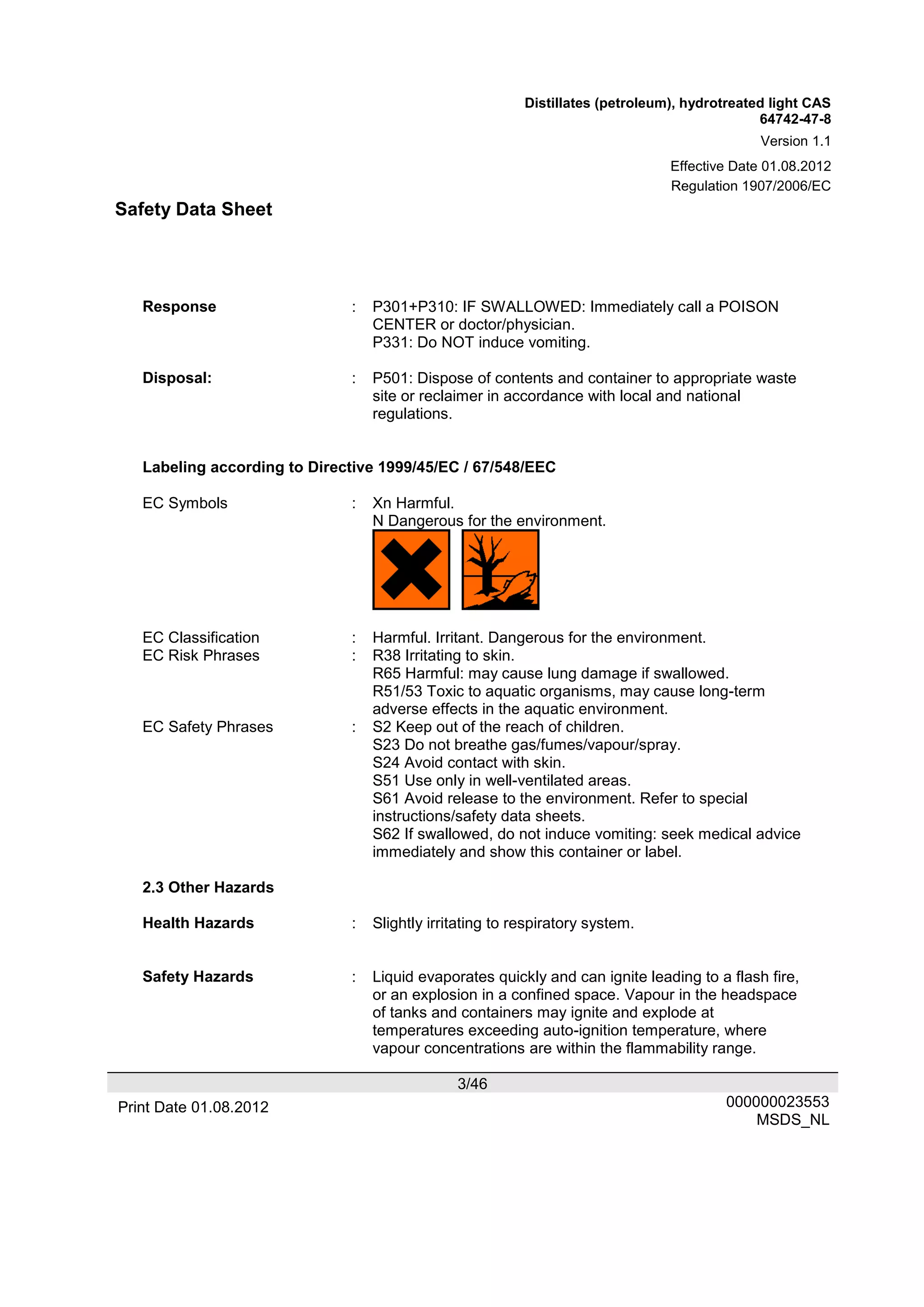 Distillates (petroleum), hydrotreated light cas 64742 47-8 | PDF