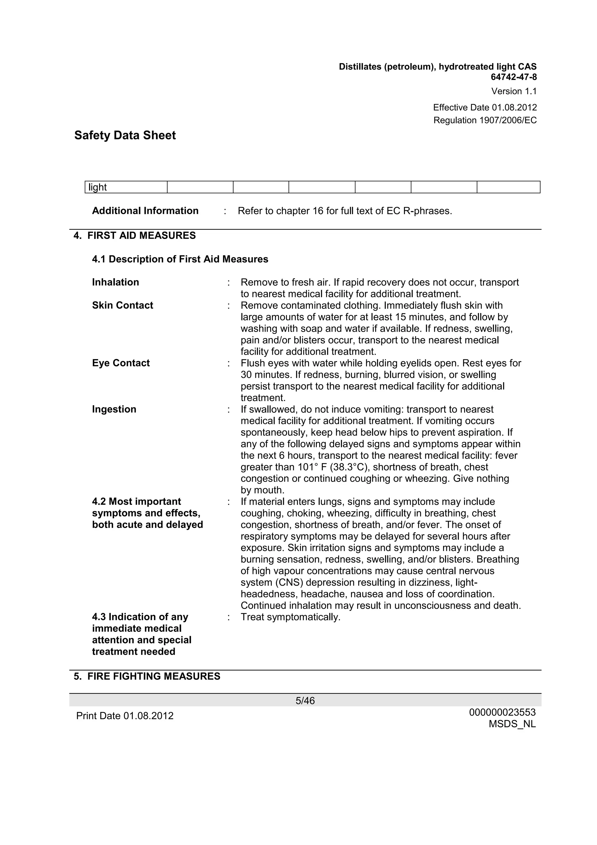 Distillates (petroleum), hydrotreated light cas 64742 47-8 | PDF