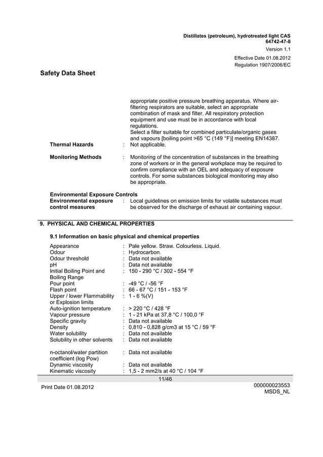 Distillates (petroleum), hydrotreated light cas 64742 47-8 | PDF