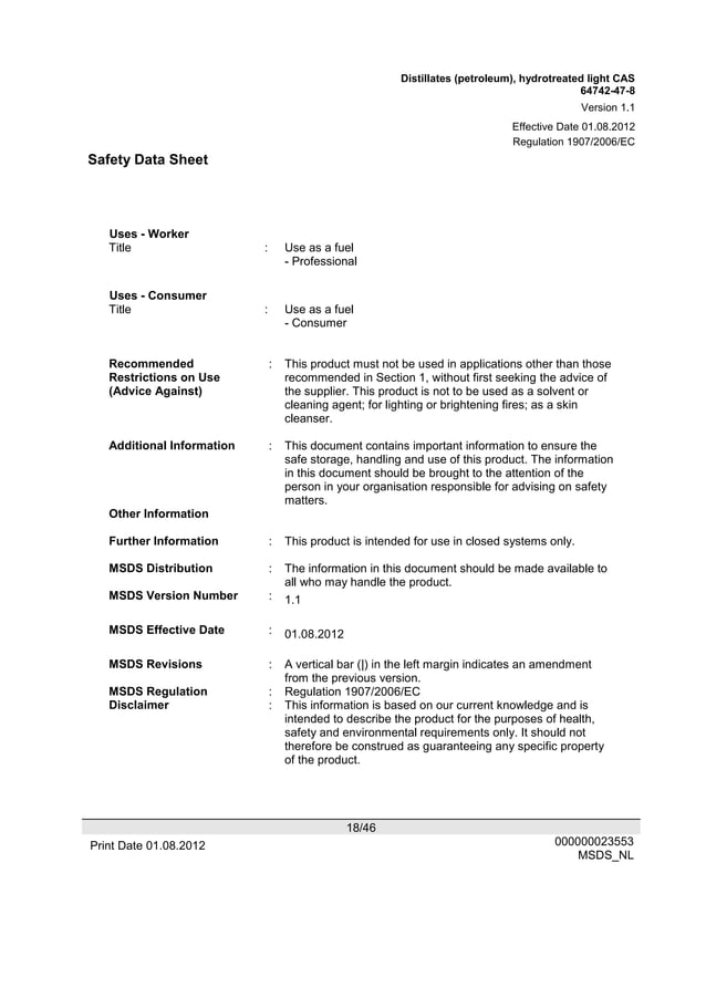 Distillates (petroleum), hydrotreated light cas 64742 47-8 | PDF