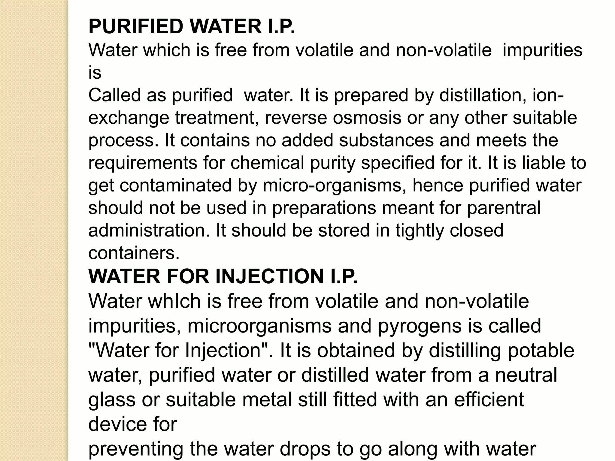 Distillation processes ,Types of Distillation, Types of Water | PPTX