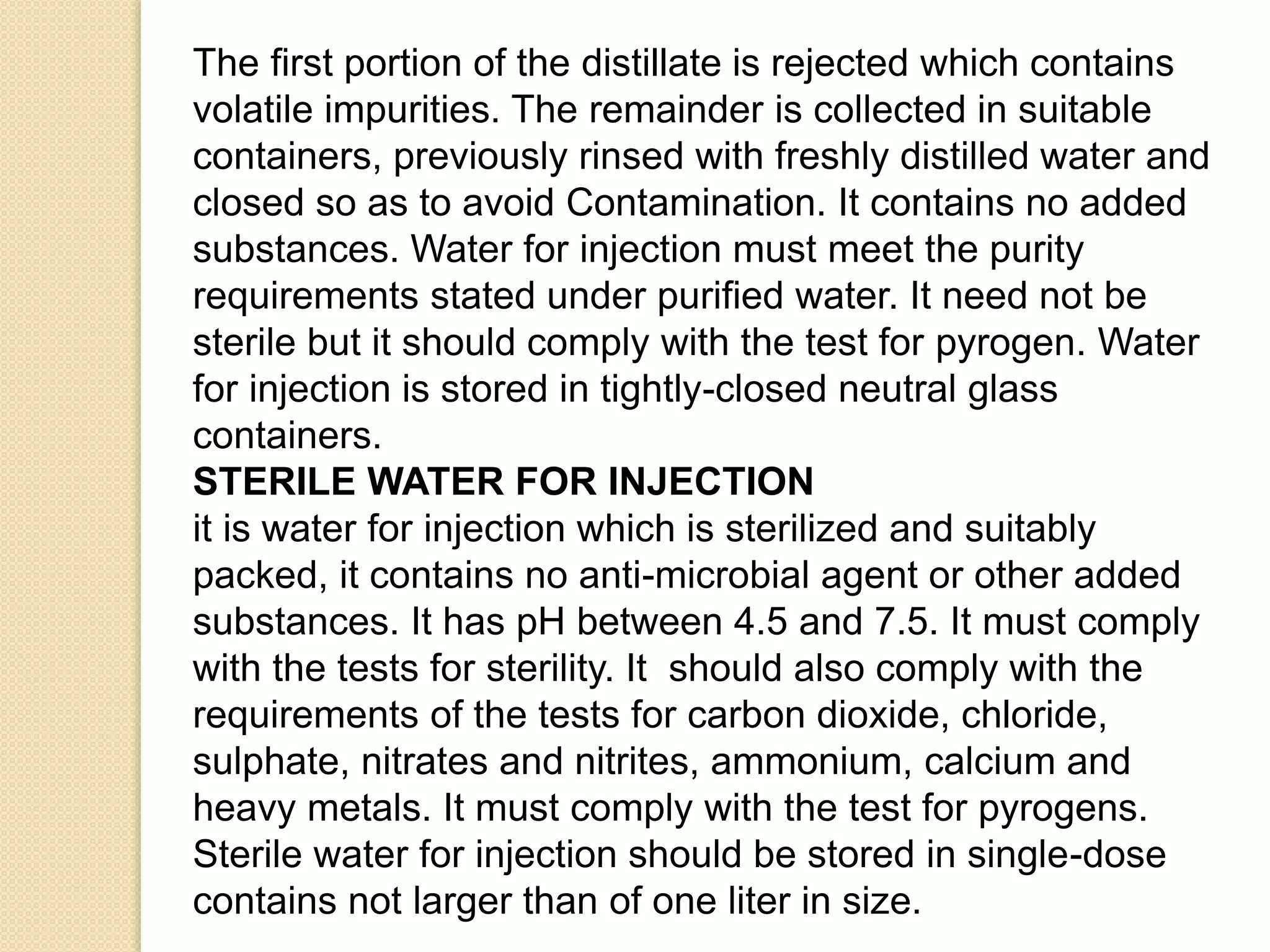Distillation processes ,Types of Distillation, Types of Water | PPTX