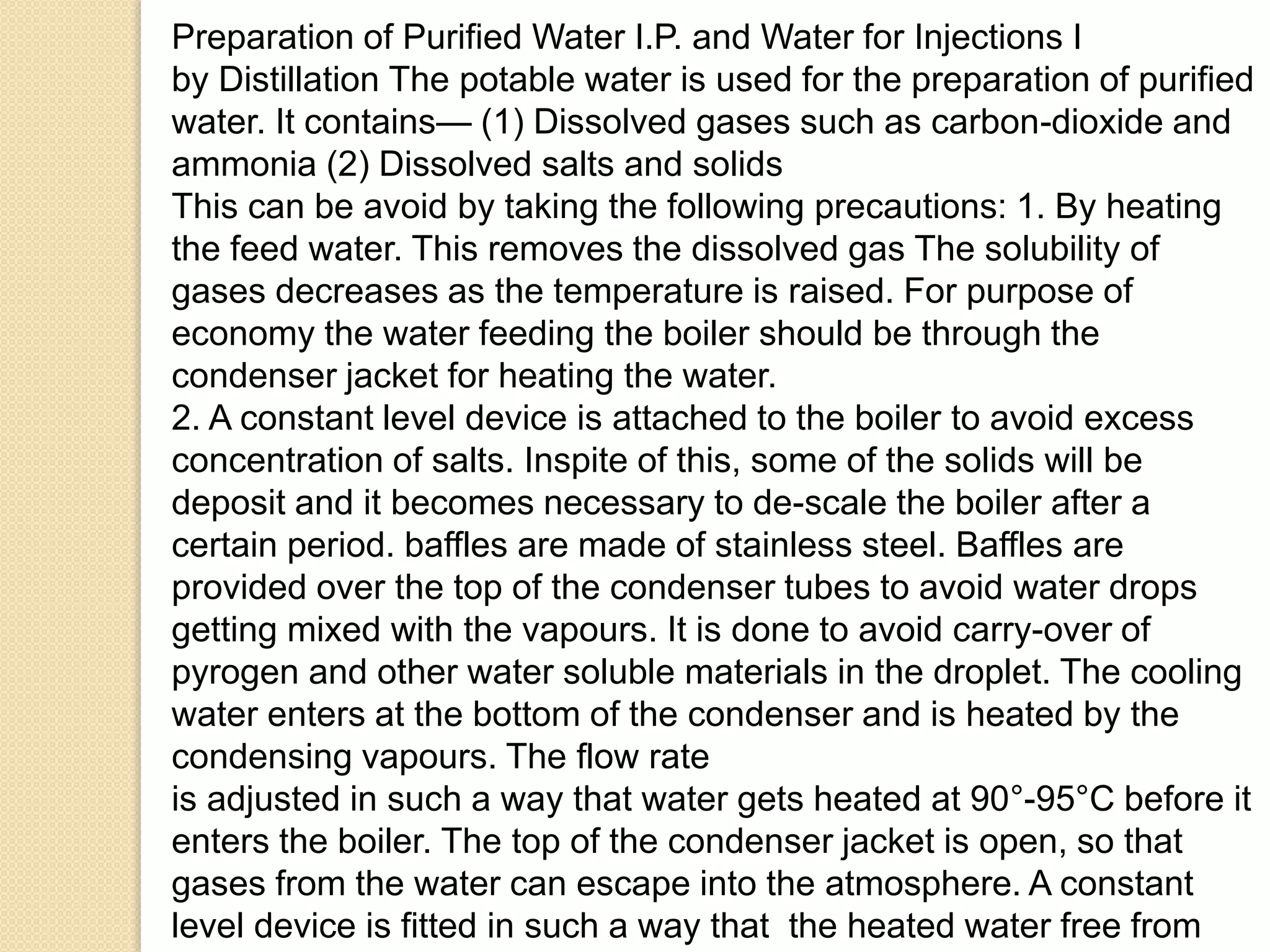 Distillation processes ,Types of Distillation, Types of Water | PPTX