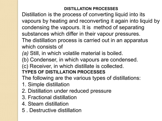 Distillation processes ,Types of Distillation, Types of Water | PPTX ...
