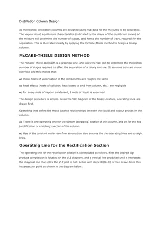 Distillation column design | PDF