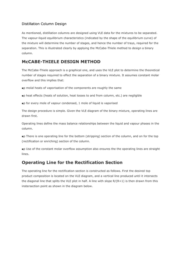 Distillation column design | PDF | Chemistry | Science