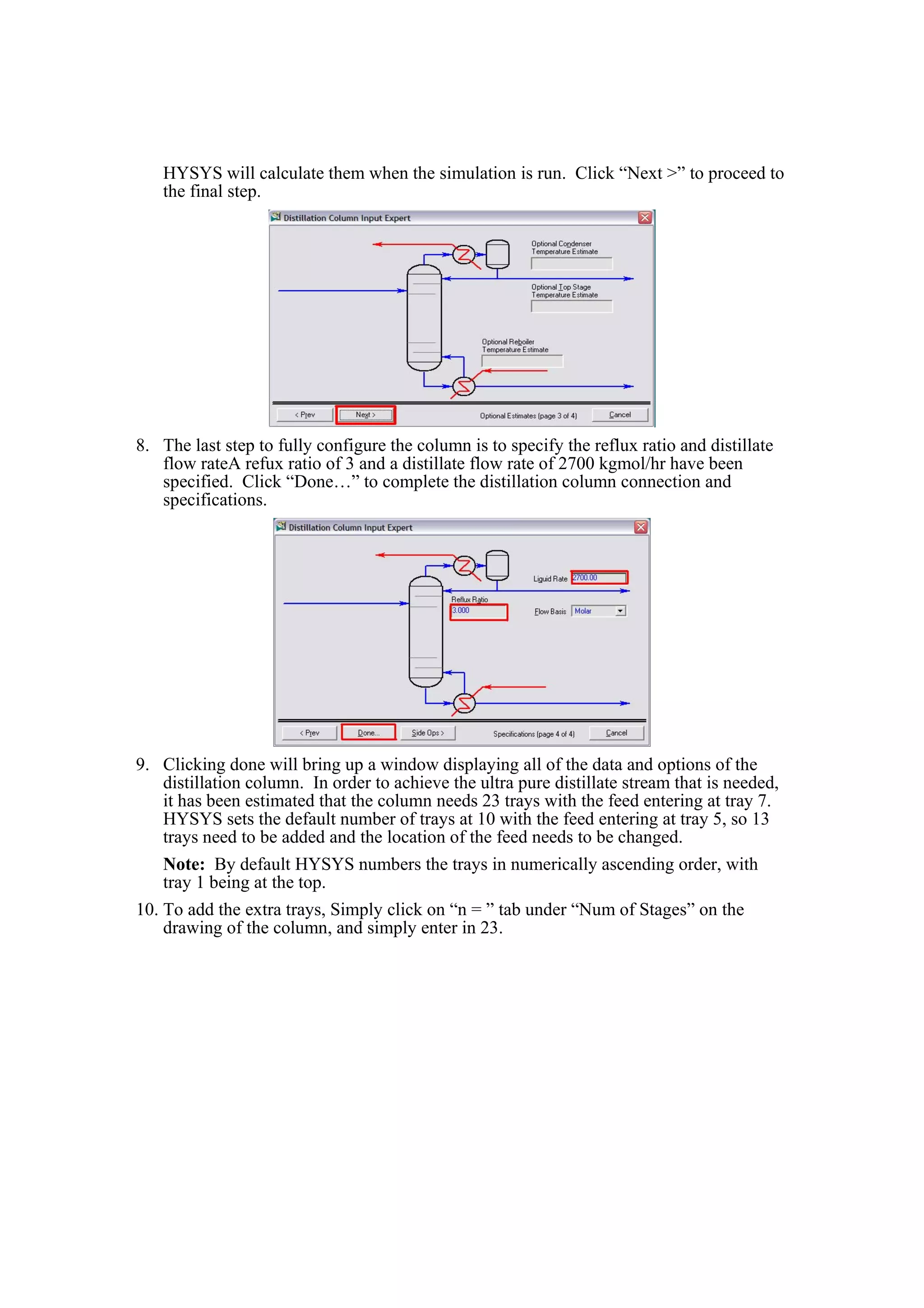 Distillation tutorial in hysys | PDF