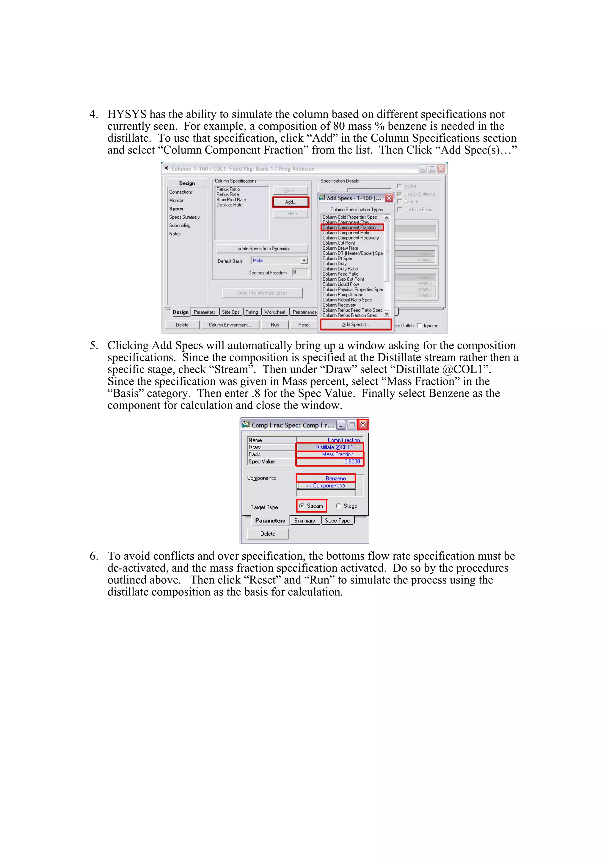 Distillation tutorial in hysys | PDF