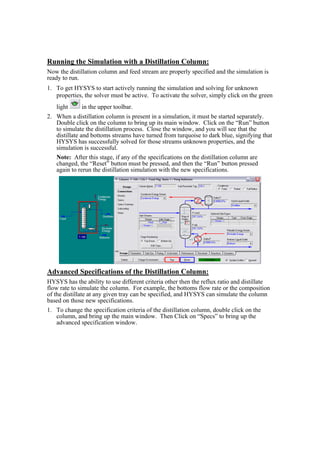 Distillation tutorial in hysys | PDF
