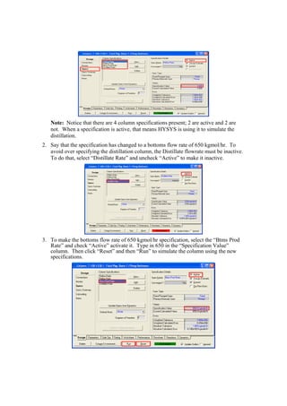Distillation tutorial in hysys | PDF