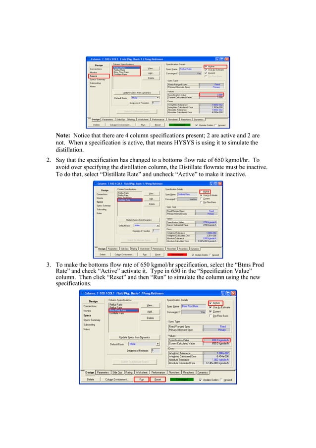 Distillation tutorial in hysys | PDF