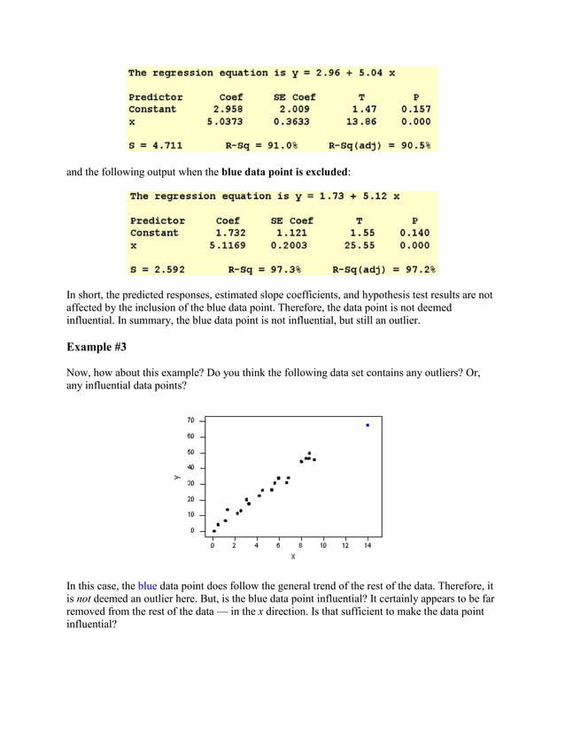Distinction between outliers and influential data points w out hyp test ...