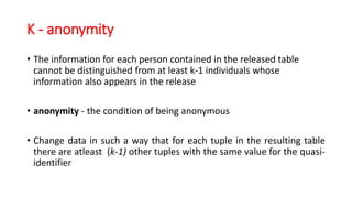 Distinct l diversity anonymization of set valued data | PPTX