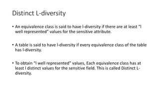 Distinct l diversity anonymization of set valued data | PPTX