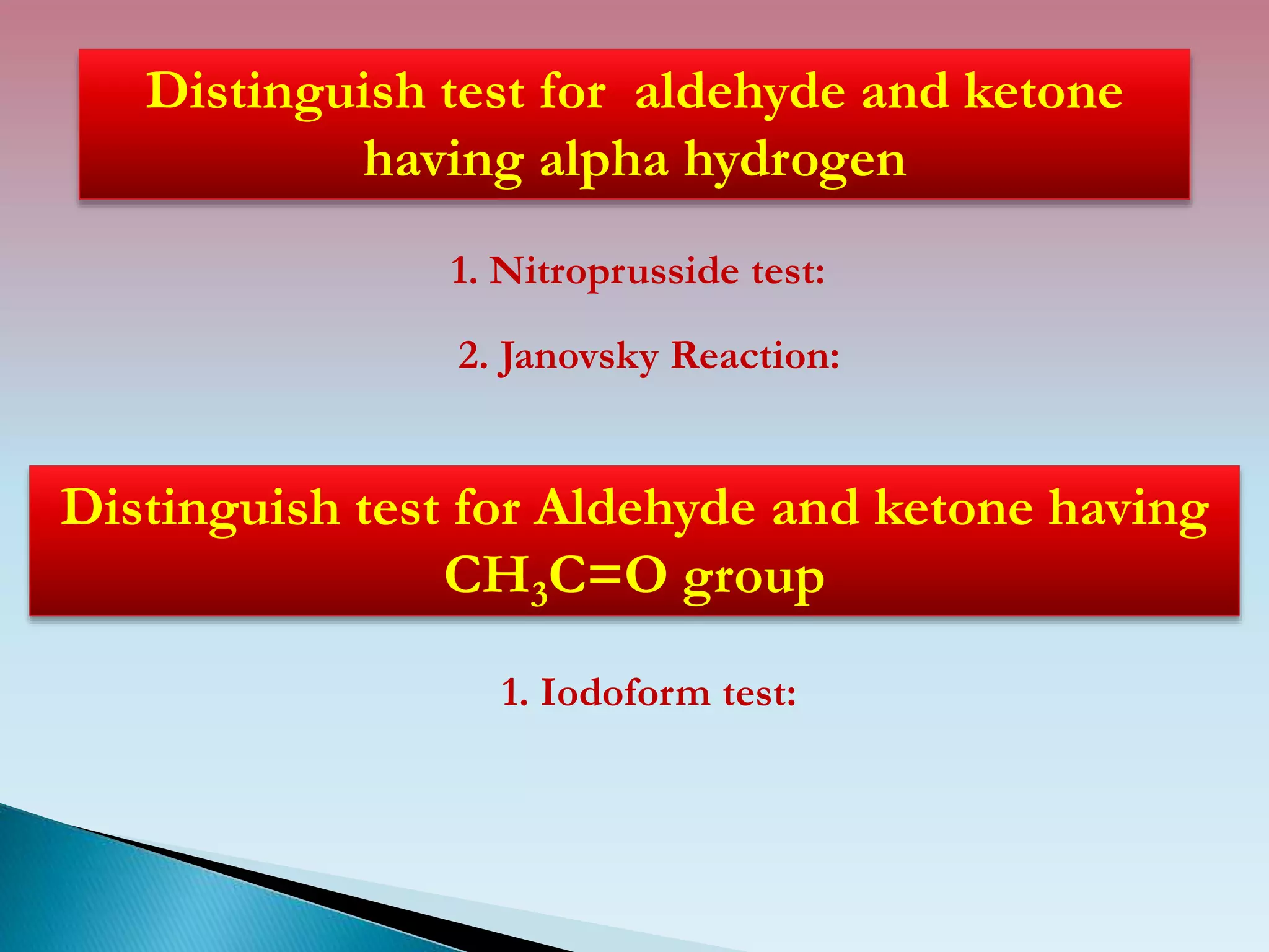 Distingish test for aldehyde and ketone | PPTX
