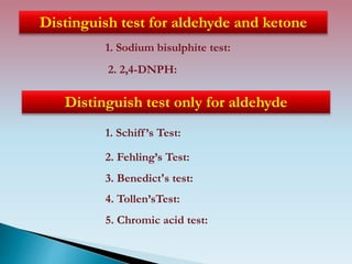 Distingish test for aldehyde and ketone | PPTX