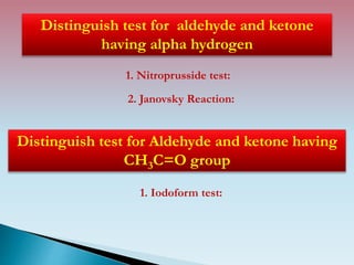 Distingish test for aldehyde and ketone | PPTX