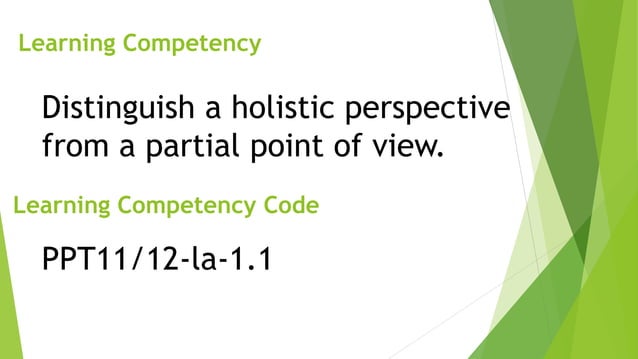 Distinguish-Holistic-to-partial-perspective-- LESSON 1B.pptx | Religion ...