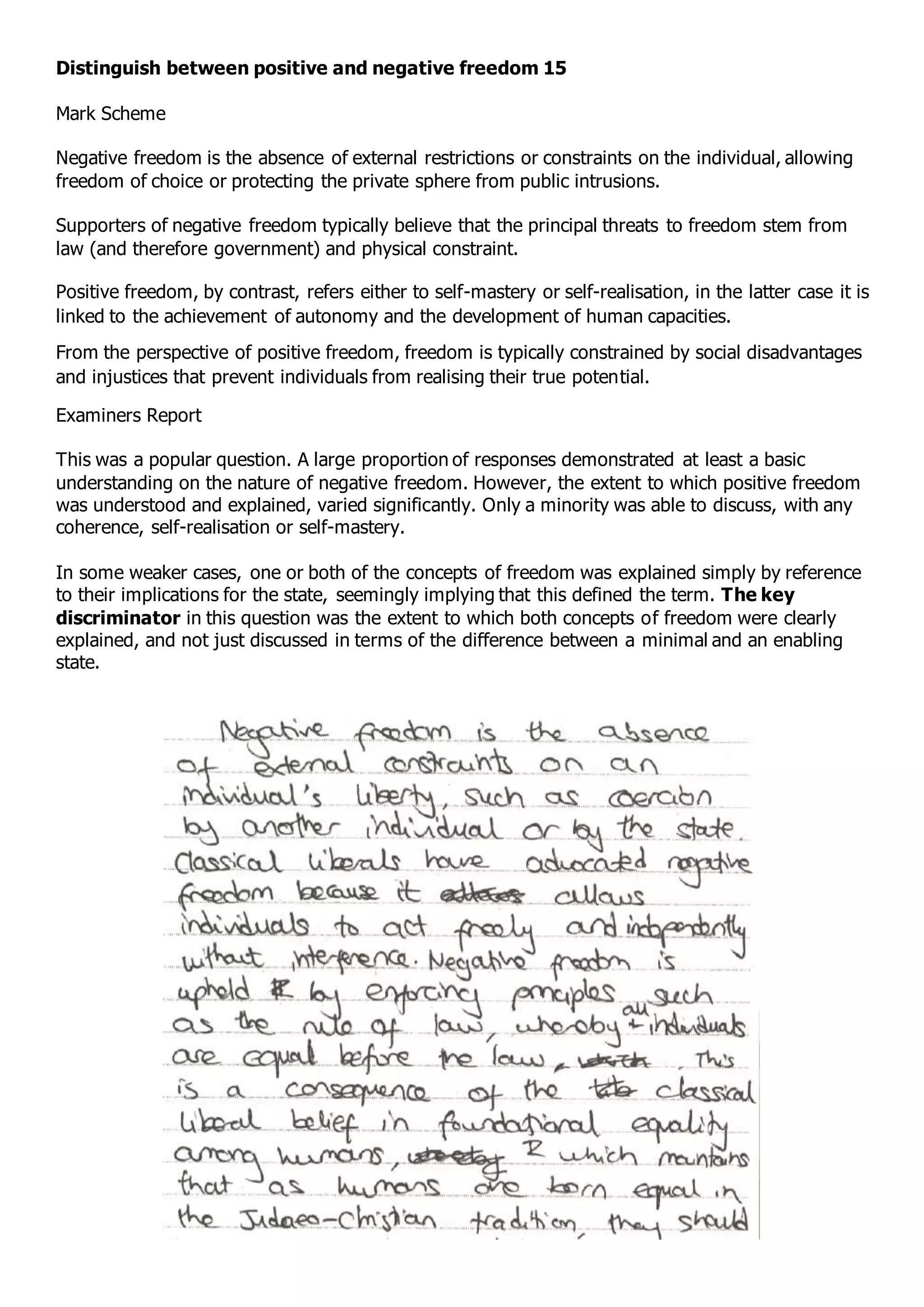 Distinguish between positive and negative freedom 15 | PDF