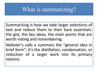Distinguishing between fact opinion and summarizing | PPTX