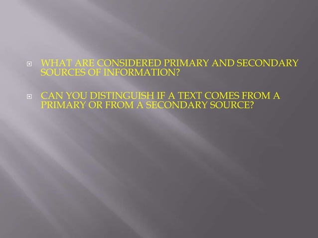 Distinguishing different types of sources of information | PPTX