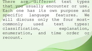 Distinguishing Text- Types According to Purpose Day 1.pptx