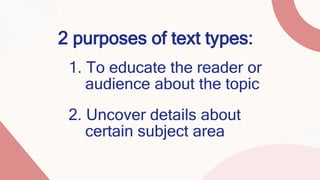 English 5 - Distinguishing TExt Types.pptx | Geology | Science