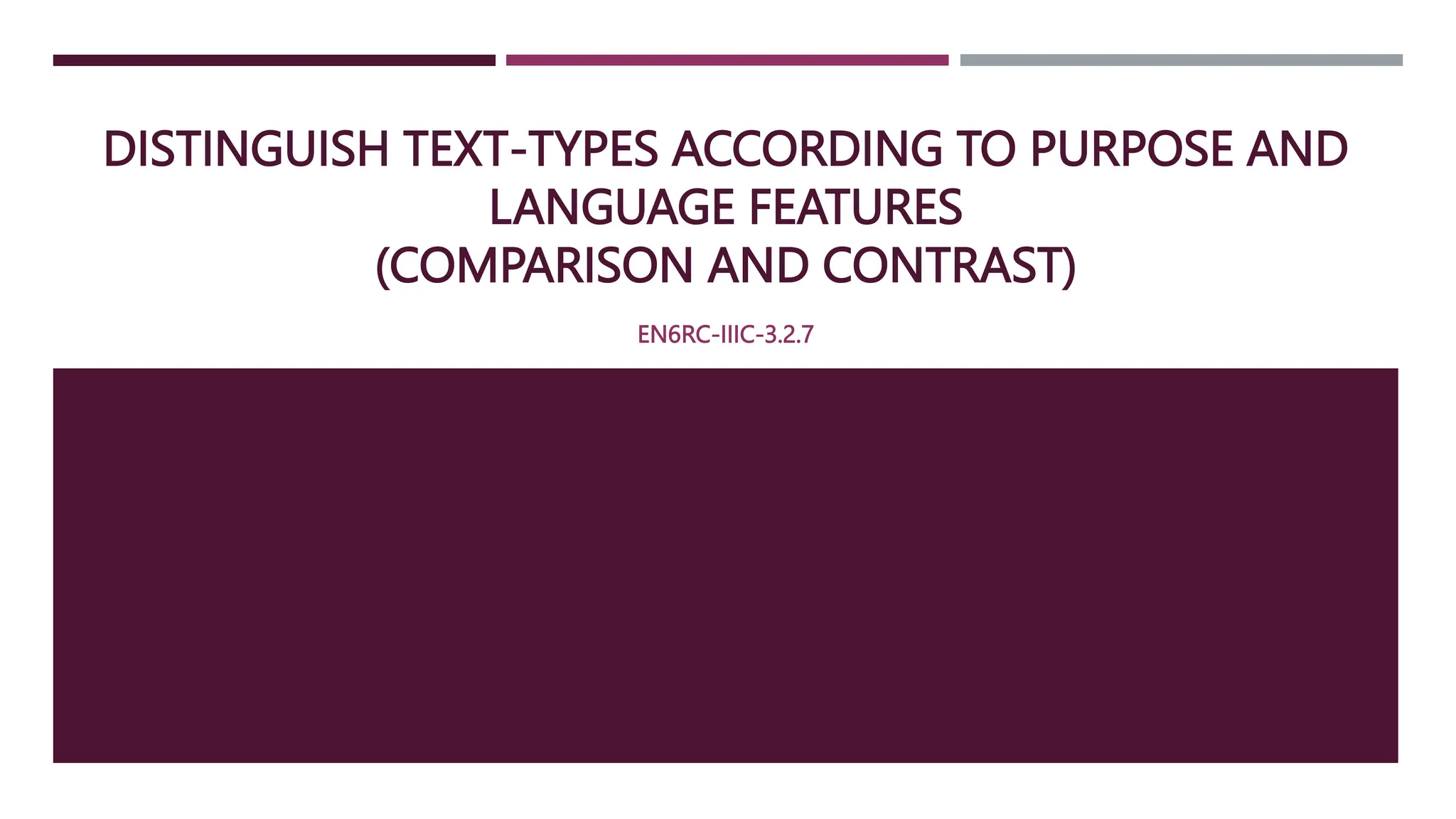 Distinguish text-types according to purpose and language features ...
