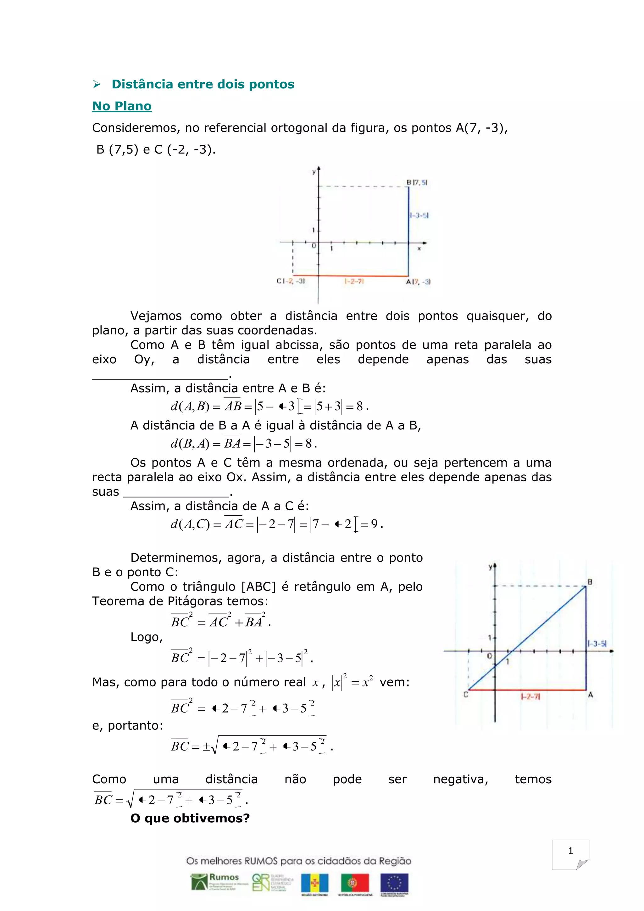 Distância entre dois pontos | DOCX